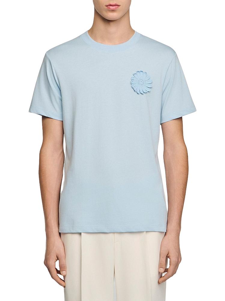 SANDRO cotton crochet flower tee